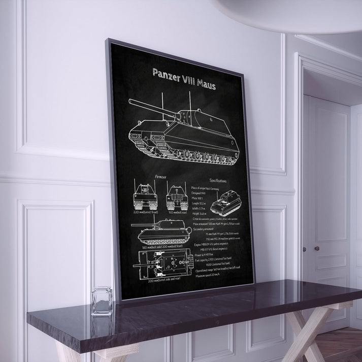 Panzer VIII Maus Super-heavy tank blueprint poster wall decor ...