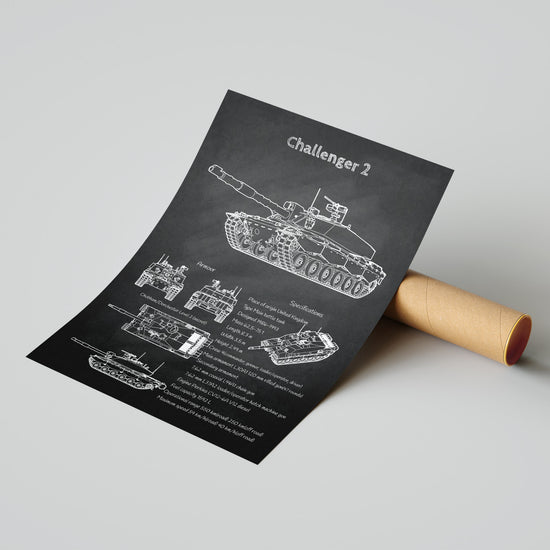 Challenger 2 Tank Blueprint Poster | Military Armor Wall Art ...